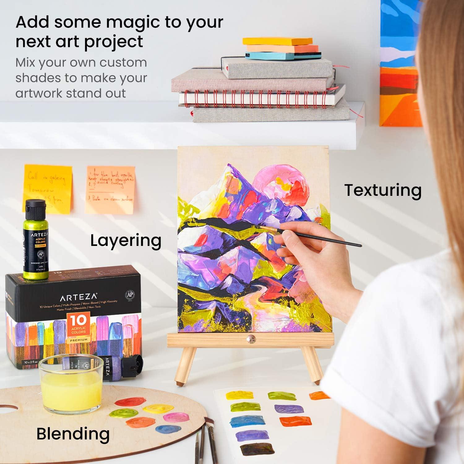 ARTEZA Iridescent Acrylic Paint Set – 10 Galaxy Tones, Shimmer Water ...