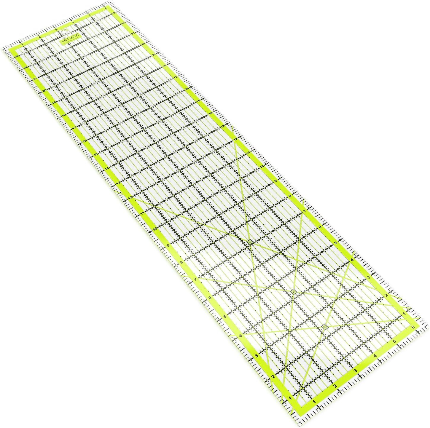 ARTEZA Quilting Ruler, Laser Cut Acrylic, Double Colored Grid Lines, 8. ...