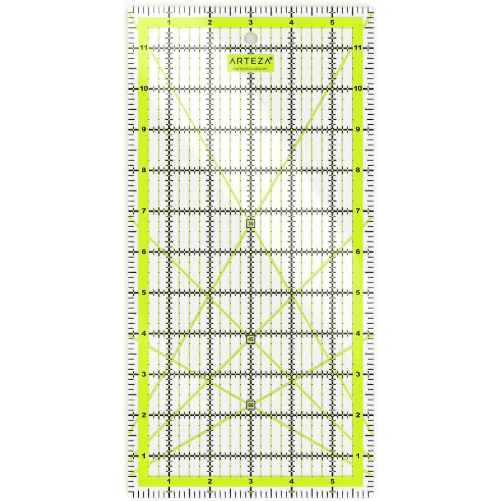 ARTEZA Quilting Ruler, Laser Cut Acrylic, Double Colored Grid Lines, 8. ...