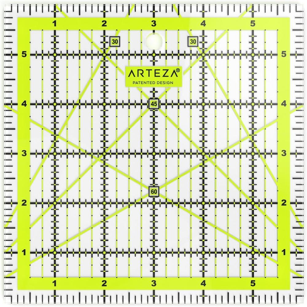 ARTEZA Quilting Ruler, Laser Cut Acrylic, Double Colored Grid Lines, 8. ...