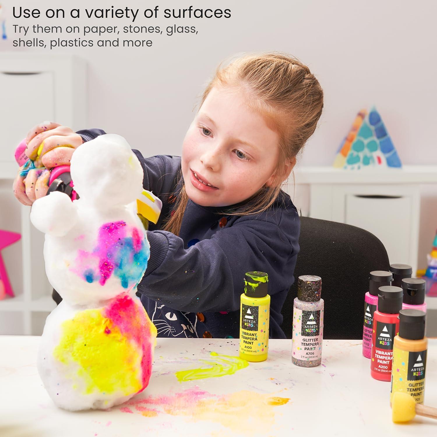 ARTEZA 16 Kids Tempera Paint Set, 13.5 oz/400 ml, Non-Toxic Washable ...