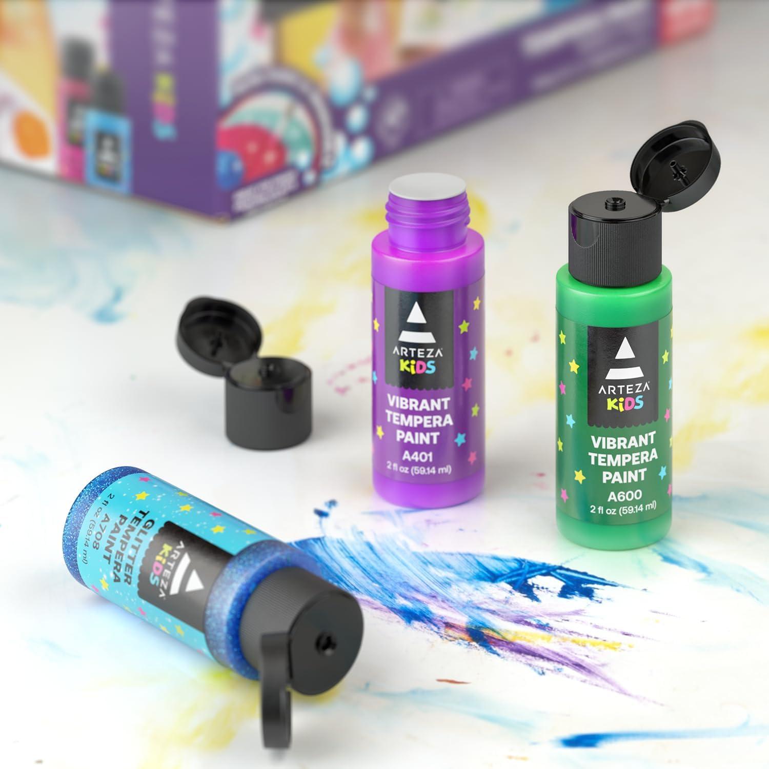 ARTEZA 16 Kids Tempera Paint Set, 13.5 oz/400 ml, Non-Toxic Washable ...