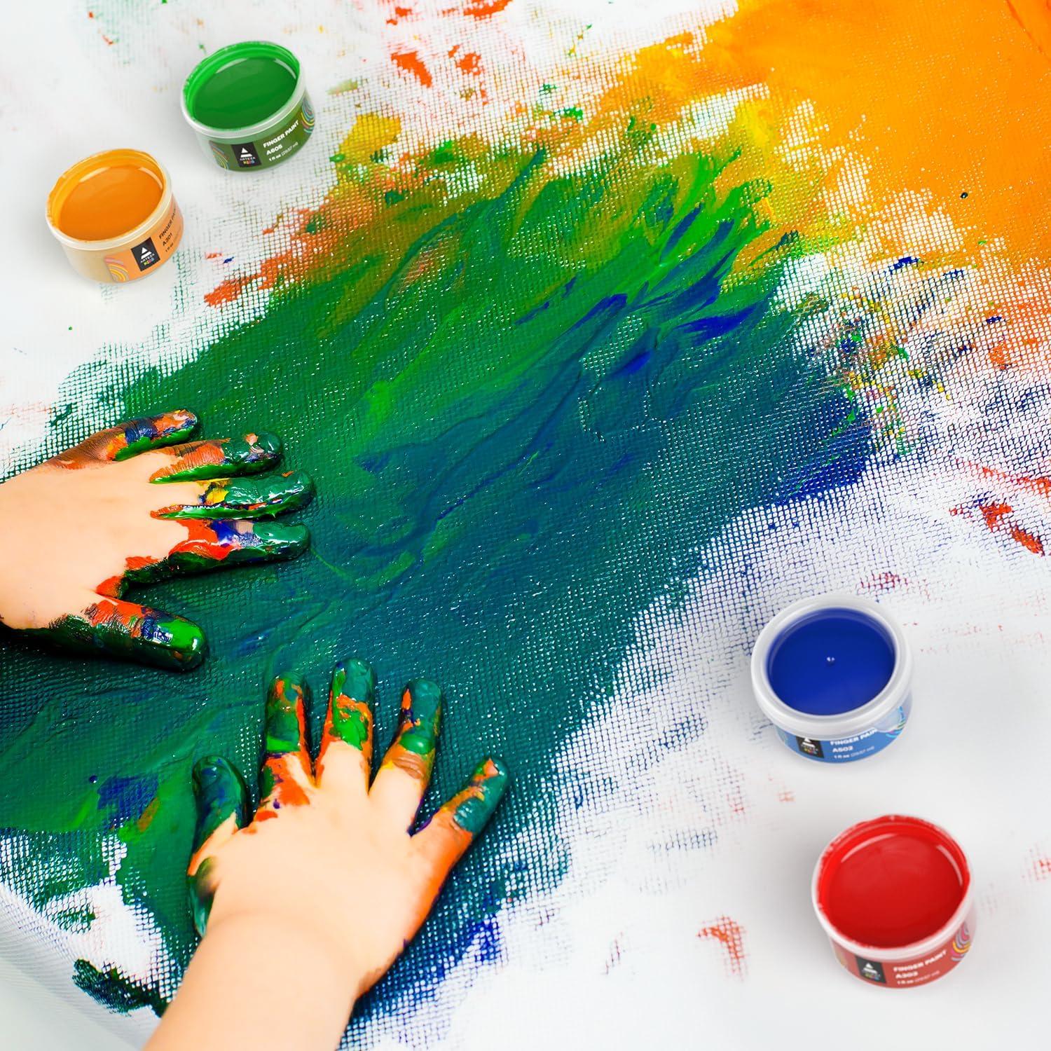 ARTEZA 30 Finger Paint Set, 1 fl oz, Non-Toxic Washable Finger Paint ...