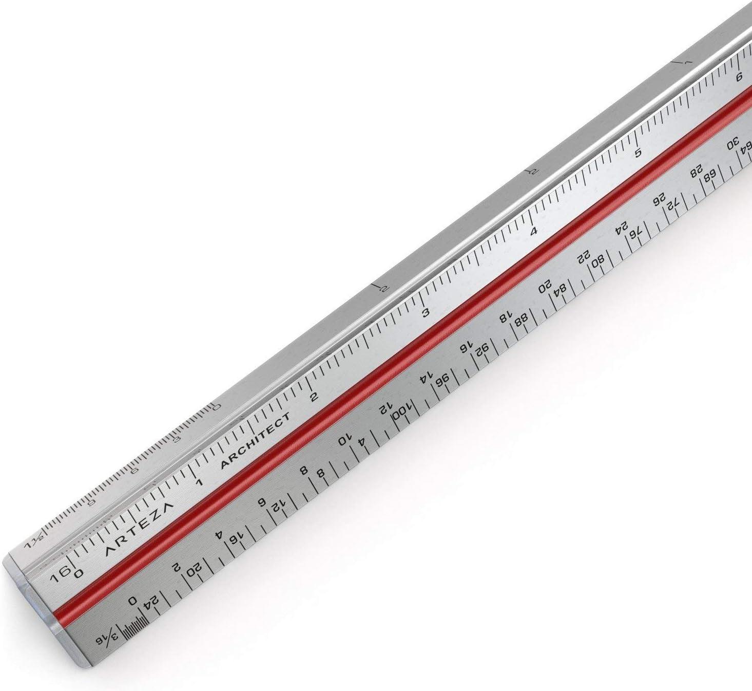 ARTEZA Architectural Scale Ruler – 12-Inch Triangular Ruler, Anodized ...