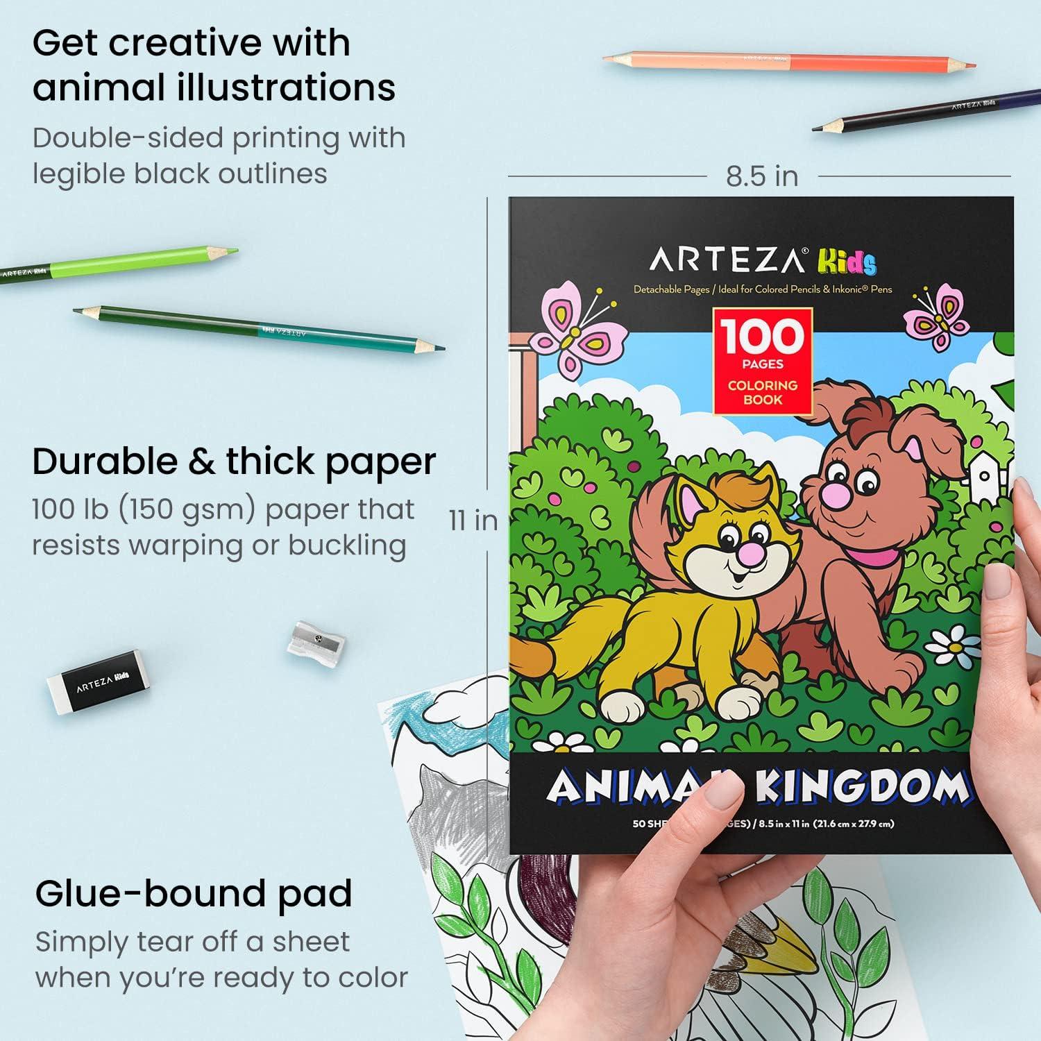 ARTEZA Kids Coloring Book and Colored Pencils Kit, 8.5×11 Inches, Sea ...