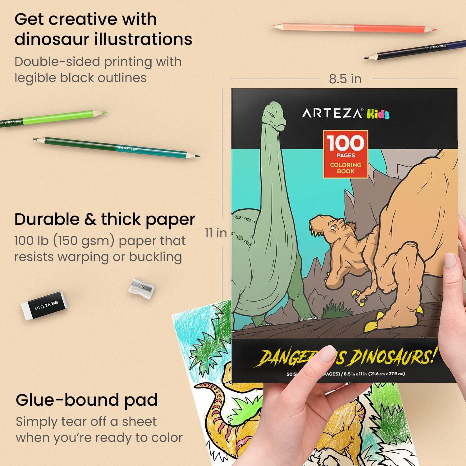 ARTEZA Kids Coloring Book and Colored Pencils Kit, 8.5×11 Inches, Sea ...