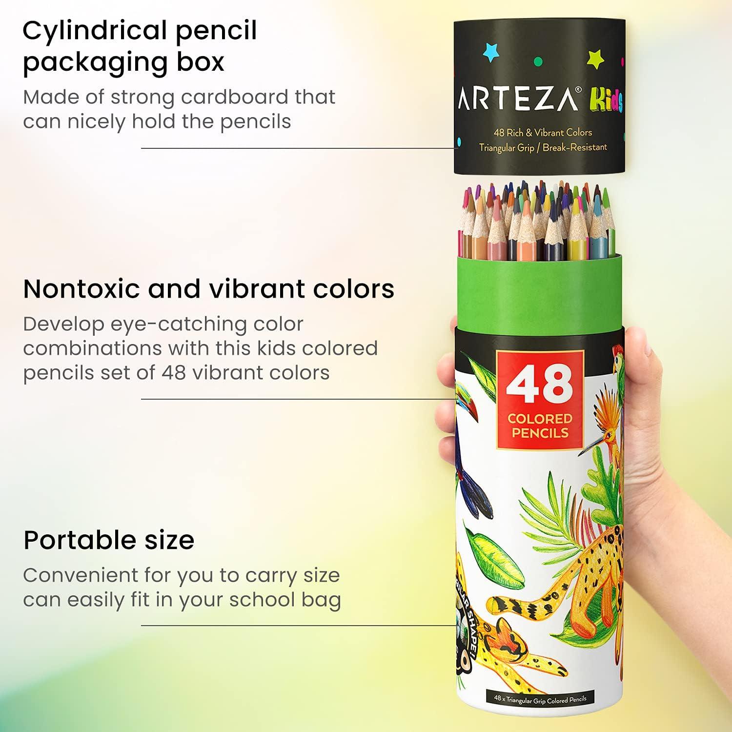 ARTEZA Scented Colored Pencils for Kids, 24 Triangle Pre-Sharpened Non ...