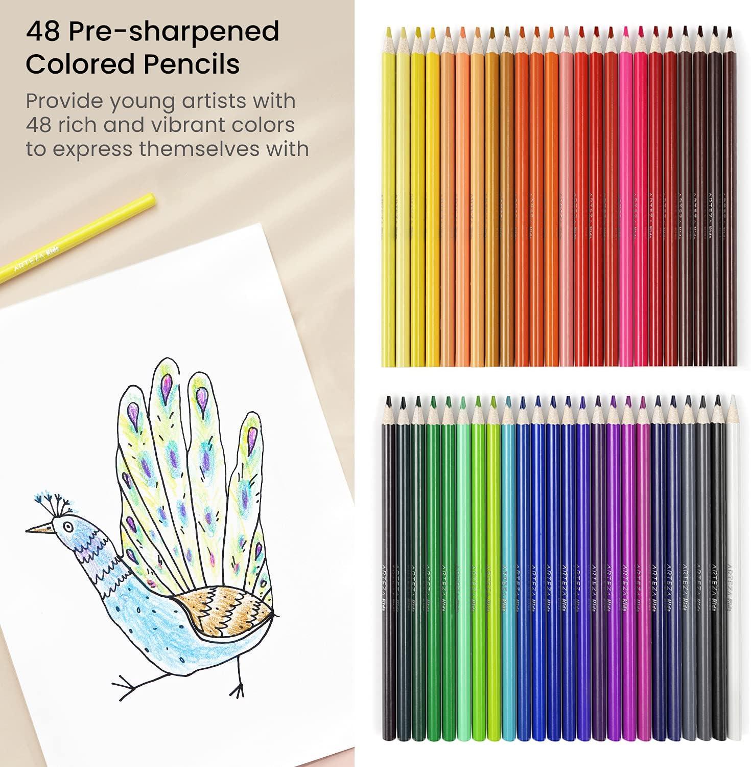 ARTEZA Scented Colored Pencils for Kids, 24 Triangle Pre-Sharpened Non ...