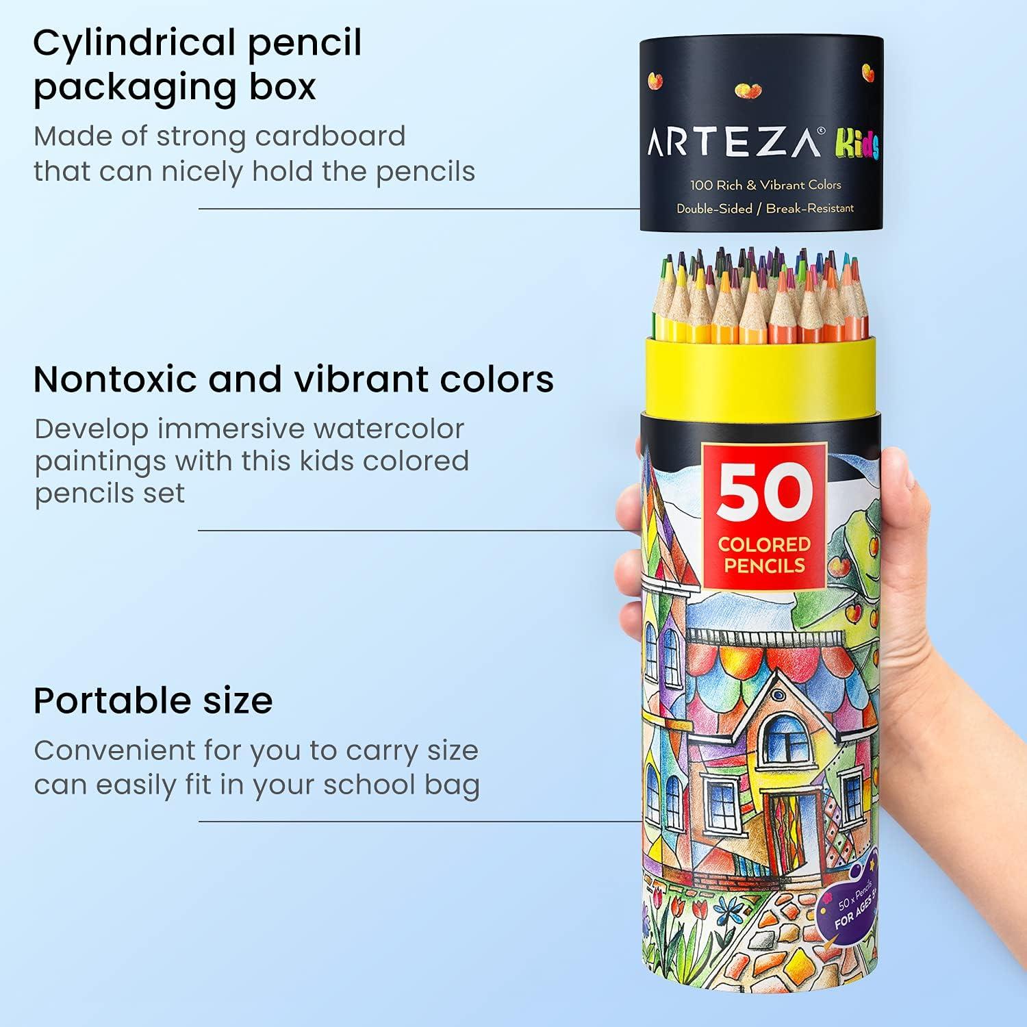 ARTEZA Scented Colored Pencils for Kids, 24 Triangle Pre-Sharpened Non ...