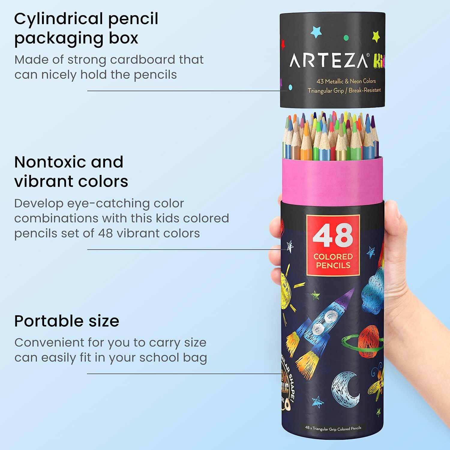 ARTEZA Scented Colored Pencils for Kids, 24 Triangle Pre-Sharpened Non ...