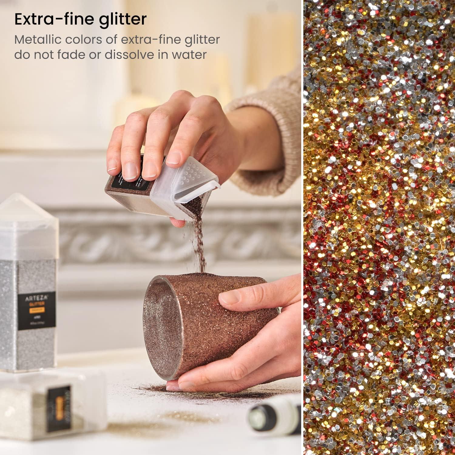 Arteza Glitter Shapes, Set of 6, Glitter for Resin in 0.9-oz Bottles ...