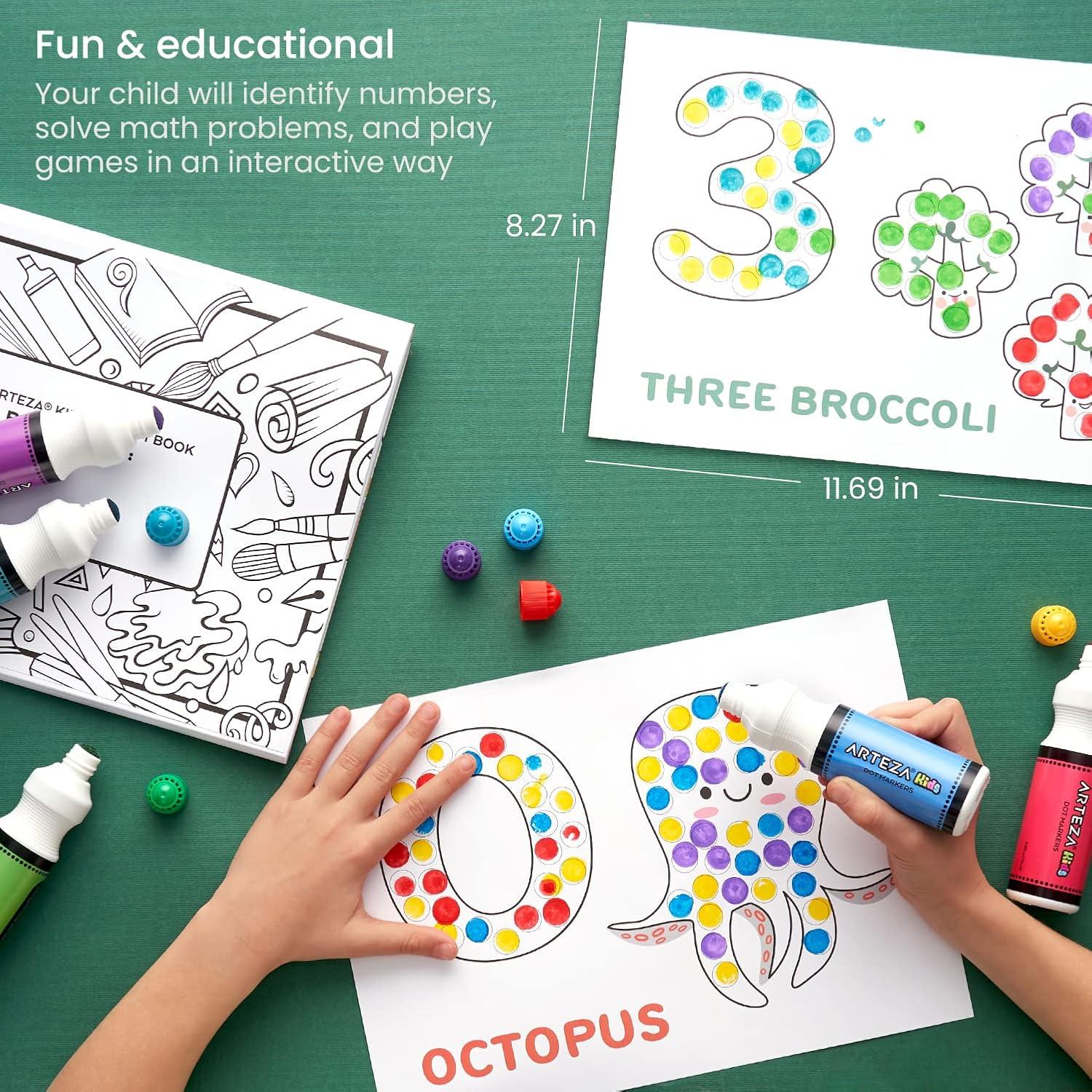 Arteza Kids Dot Markers with Activity Book, 6 Washable Bingo Daubers ...