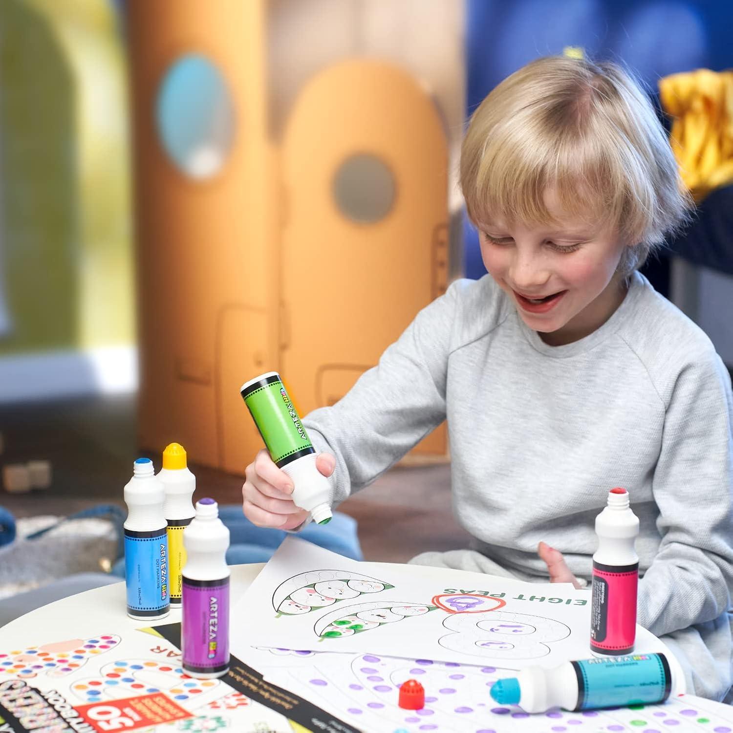 Arteza Kids Dot Markers with Activity Book, 6 Washable Bingo Daubers ...