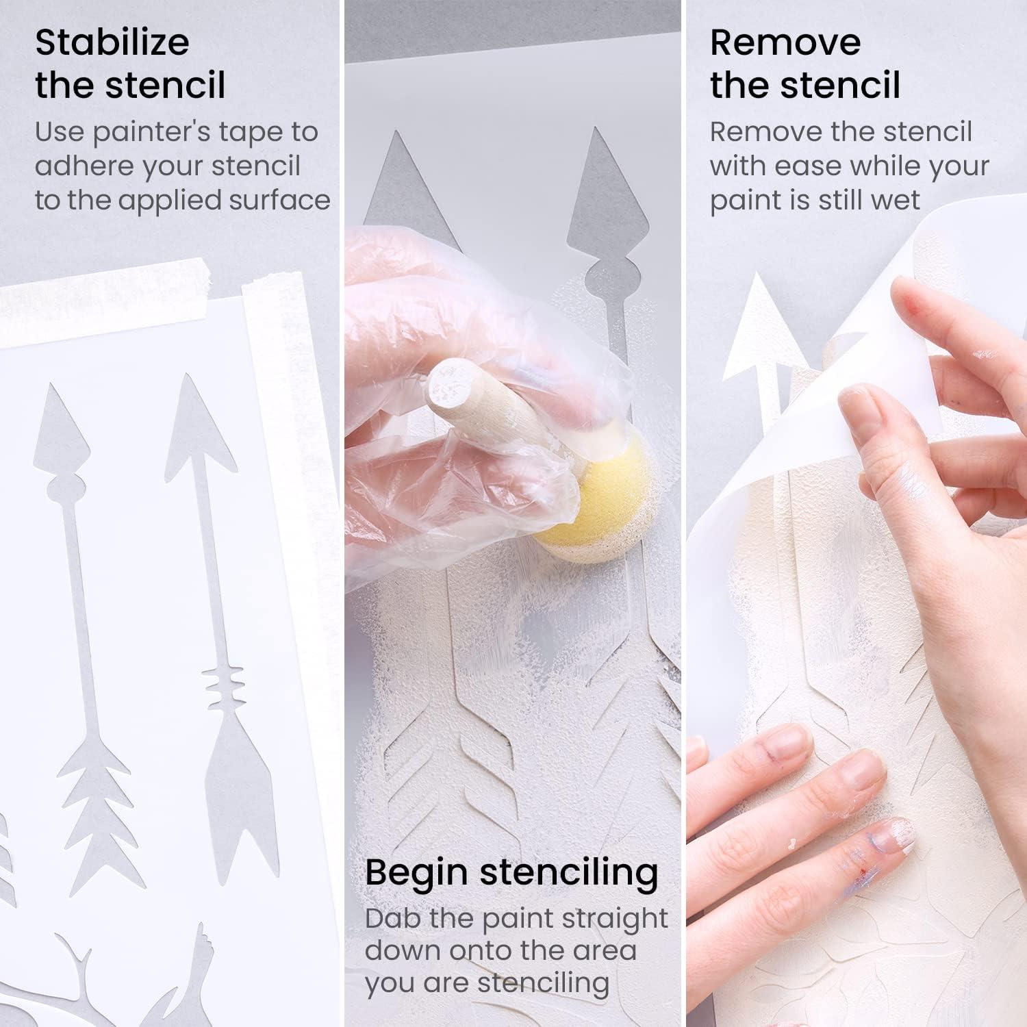 Arteza Stencils for Painting, 12 Unique Holiday Designs, 15.9 x 13.78 ...