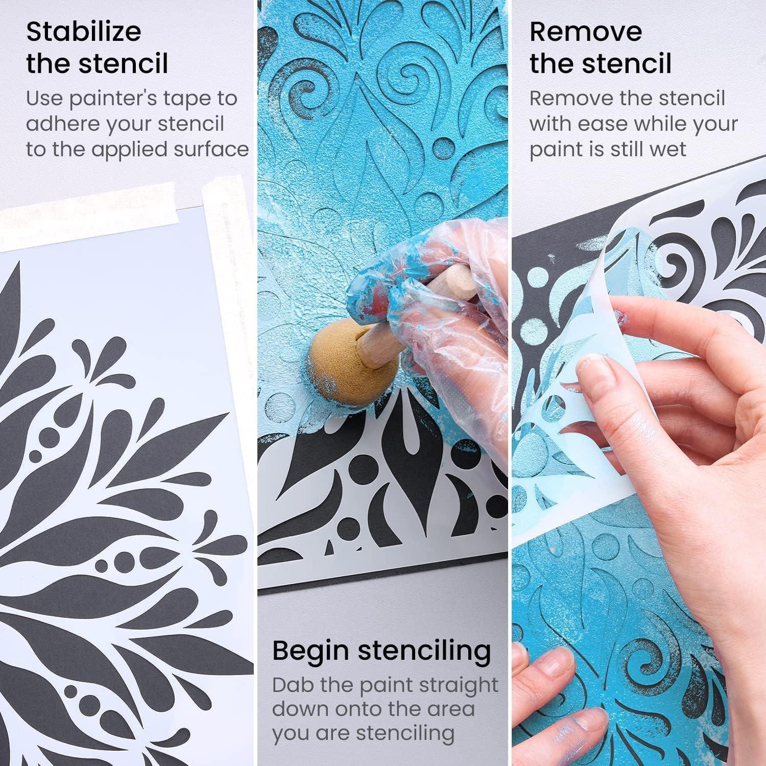 Arteza Stencils for Painting, 12 Unique Holiday Designs, 15.9 x 13.78 ...
