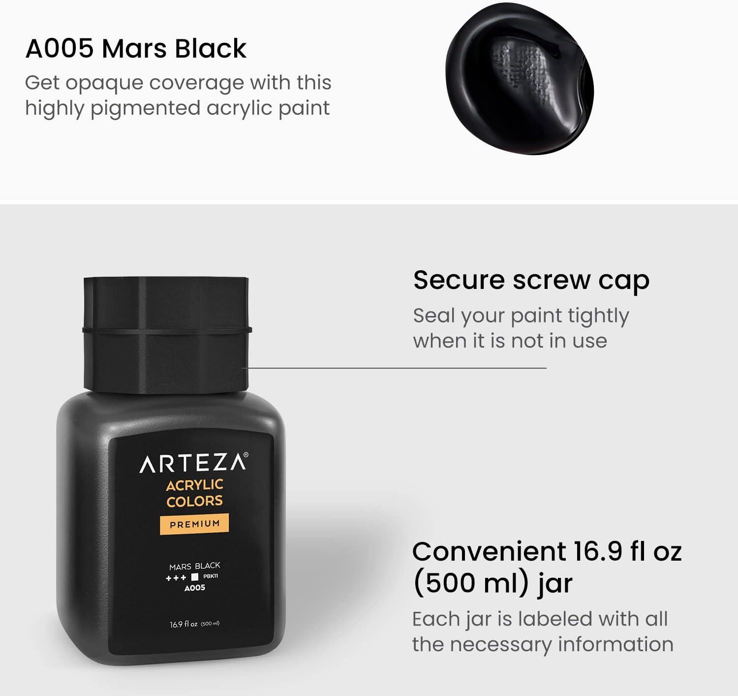 ARTEZA Acrylic Paint, A104 Yellow Ochre, 16.9 fl oz, 500ml Jar, Opaque ...