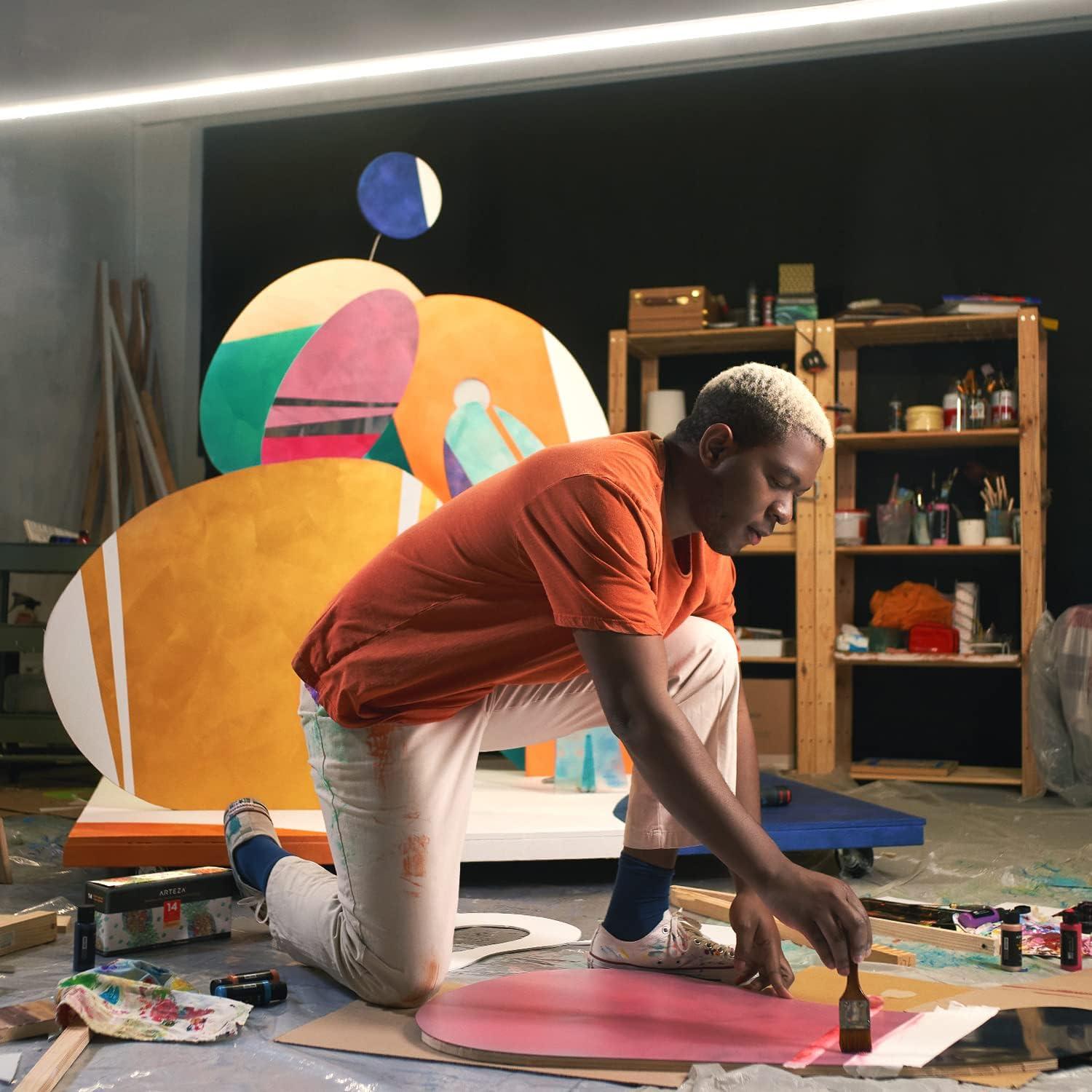 ARTEZA Acrylic Paint, A104 Yellow Ochre, 16.9 fl oz, 500ml Jar, Opaque ...