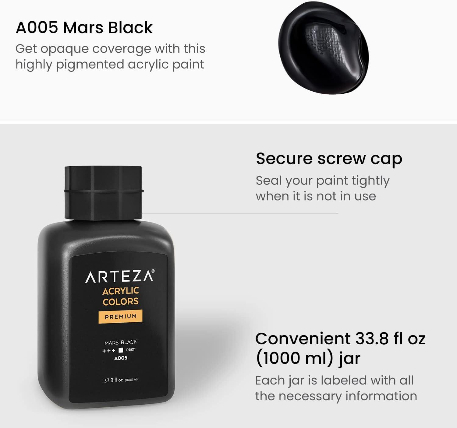 ARTEZA Acrylic Paint, A104 Yellow Ochre, 16.9 fl oz, 500ml Jar, Opaque ...