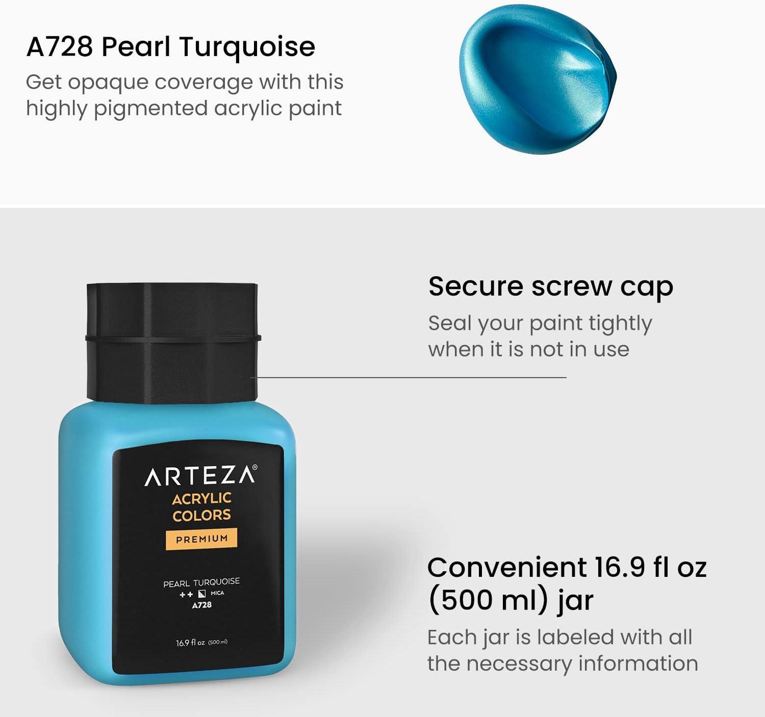 ARTEZA Acrylic Paint, A104 Yellow Ochre, 16.9 fl oz, 500ml Jar, Opaque ...