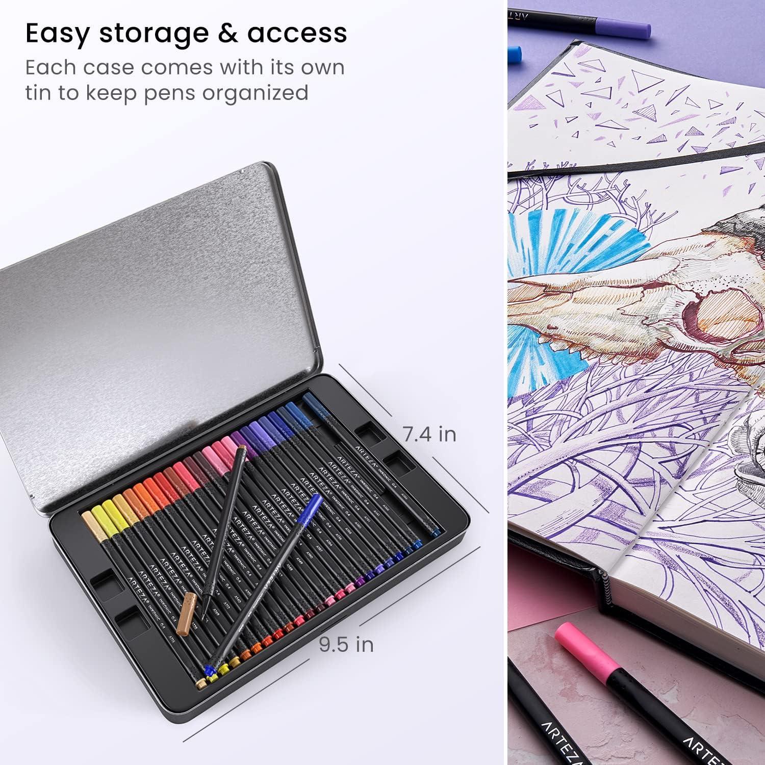 ARTEZA Black Inkonic Fineliners Pens, Set of 12, 0.4 mm Fine Tip ...