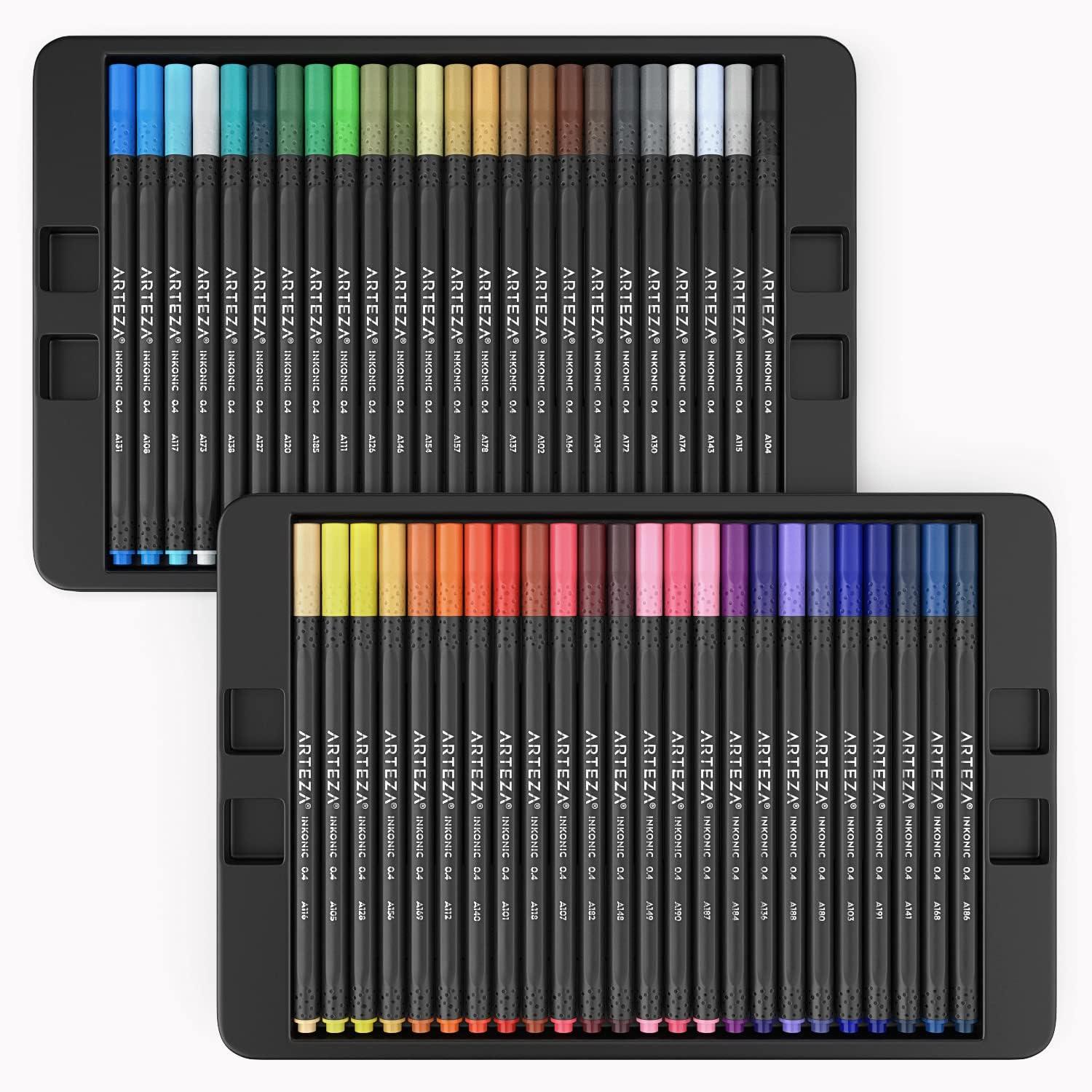 ARTEZA Black Inkonic Fineliners Pens, Set of 12, 0.4 mm Fine Tip ...