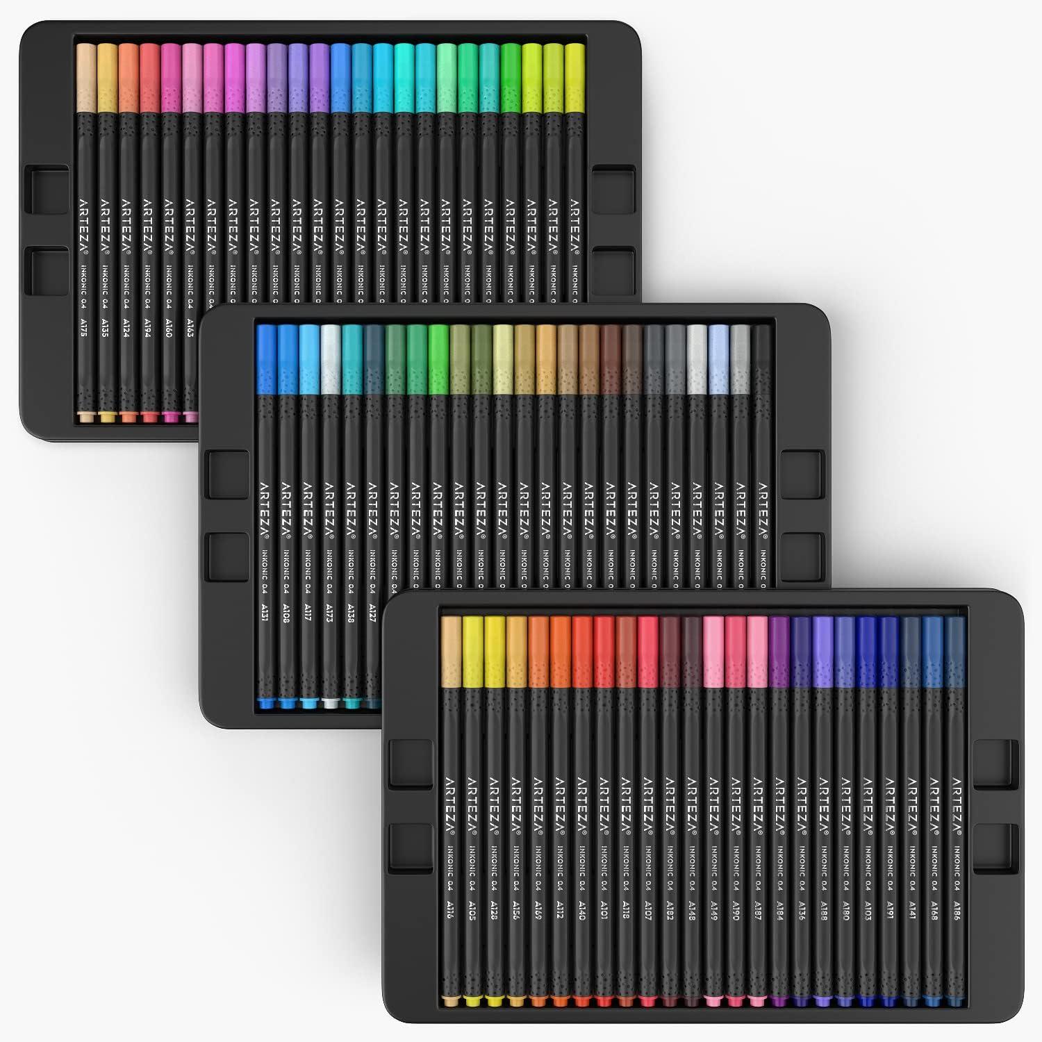 ARTEZA Black Inkonic Fineliners Pens, Set of 12, 0.4 mm Fine Tip ...