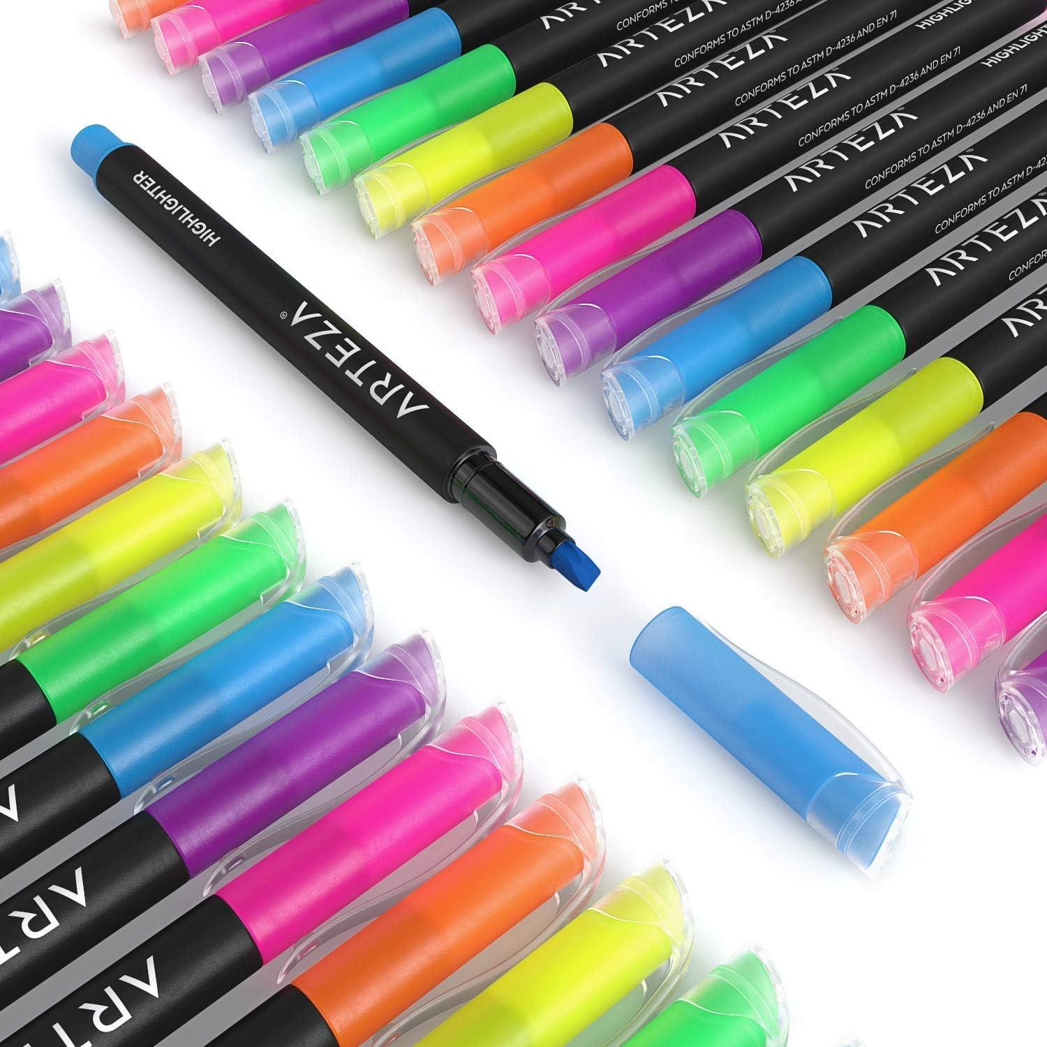 ARTEZA Highlighters Assorted Colors, Set of 60, Narrow Chisel Tip ...