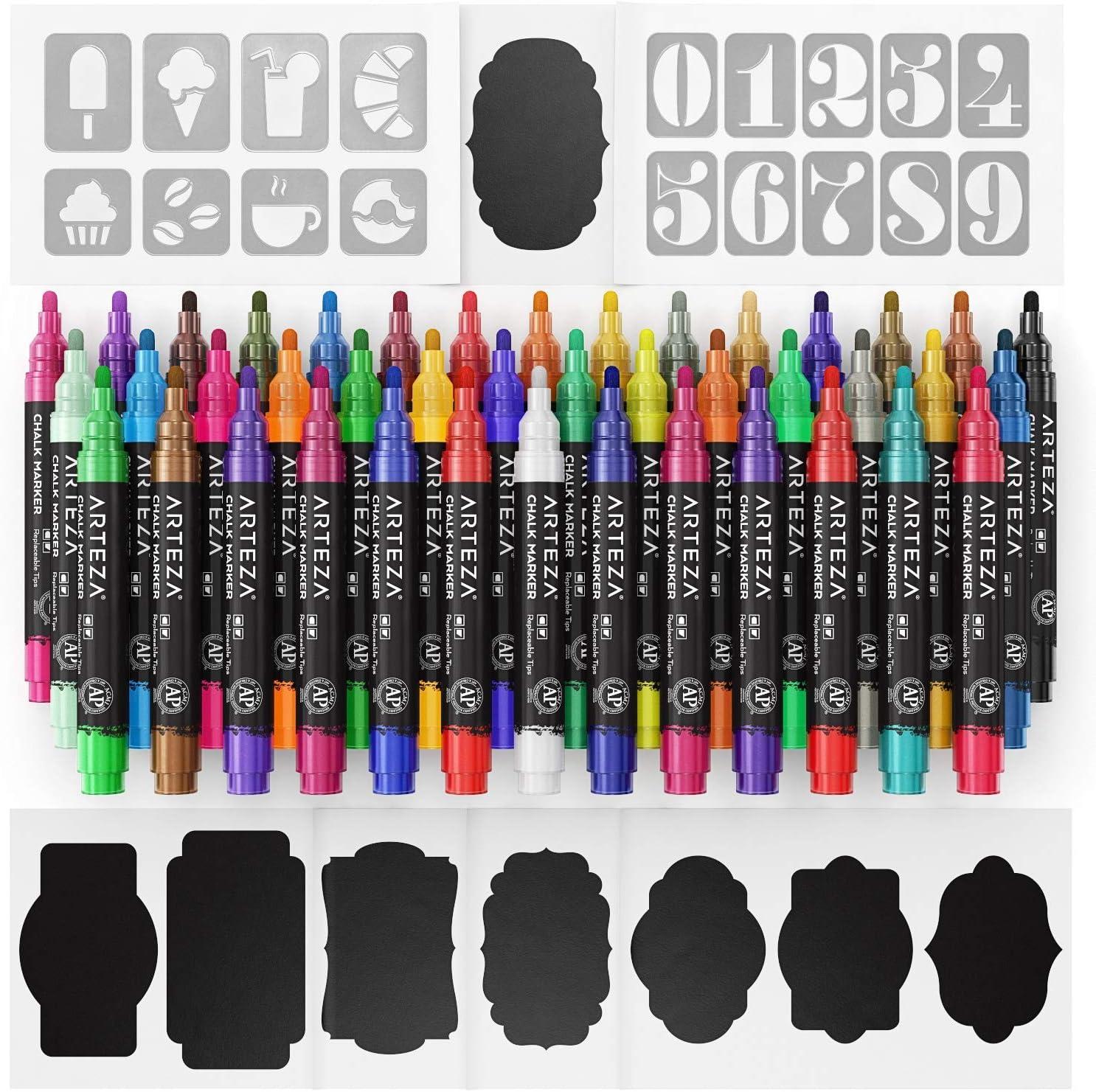 ARTEZA Liquid Chalk Markers, Set of 8, Metallic Colors, Erasable ...