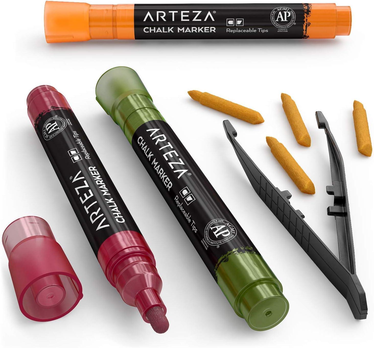 ARTEZA Liquid Chalk Markers, Set of 8, Metallic Colors, Erasable(Pastel ...