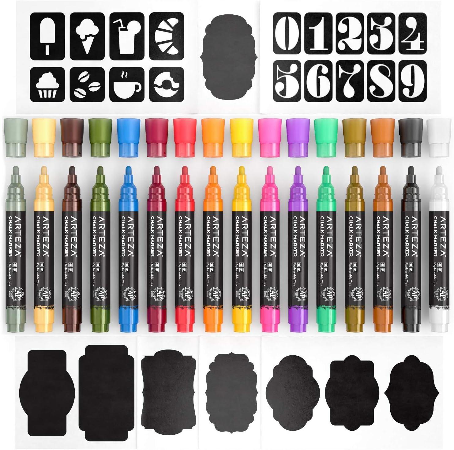 ARTEZA Liquid Chalk Markers, Set of 8, Metallic Colors, Erasable(Pastel ...