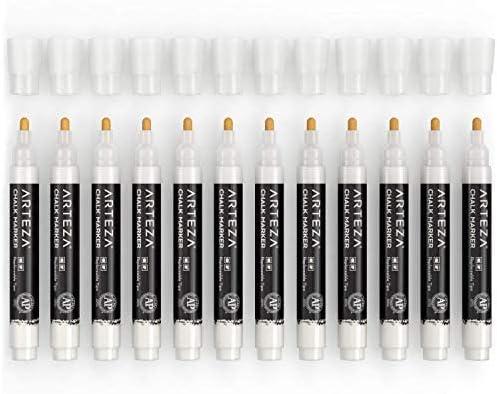 ARTEZA Liquid Chalk Markers, Set of 8, Metallic Colors, Erasable(White ...