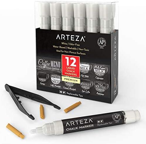 ARTEZA Liquid Chalk Markers, Set of 8, Metallic Colors, Erasable(White ...