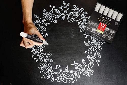 ARTEZA Liquid Chalk Markers, Set of 8, Metallic Colors, Erasable(White ...