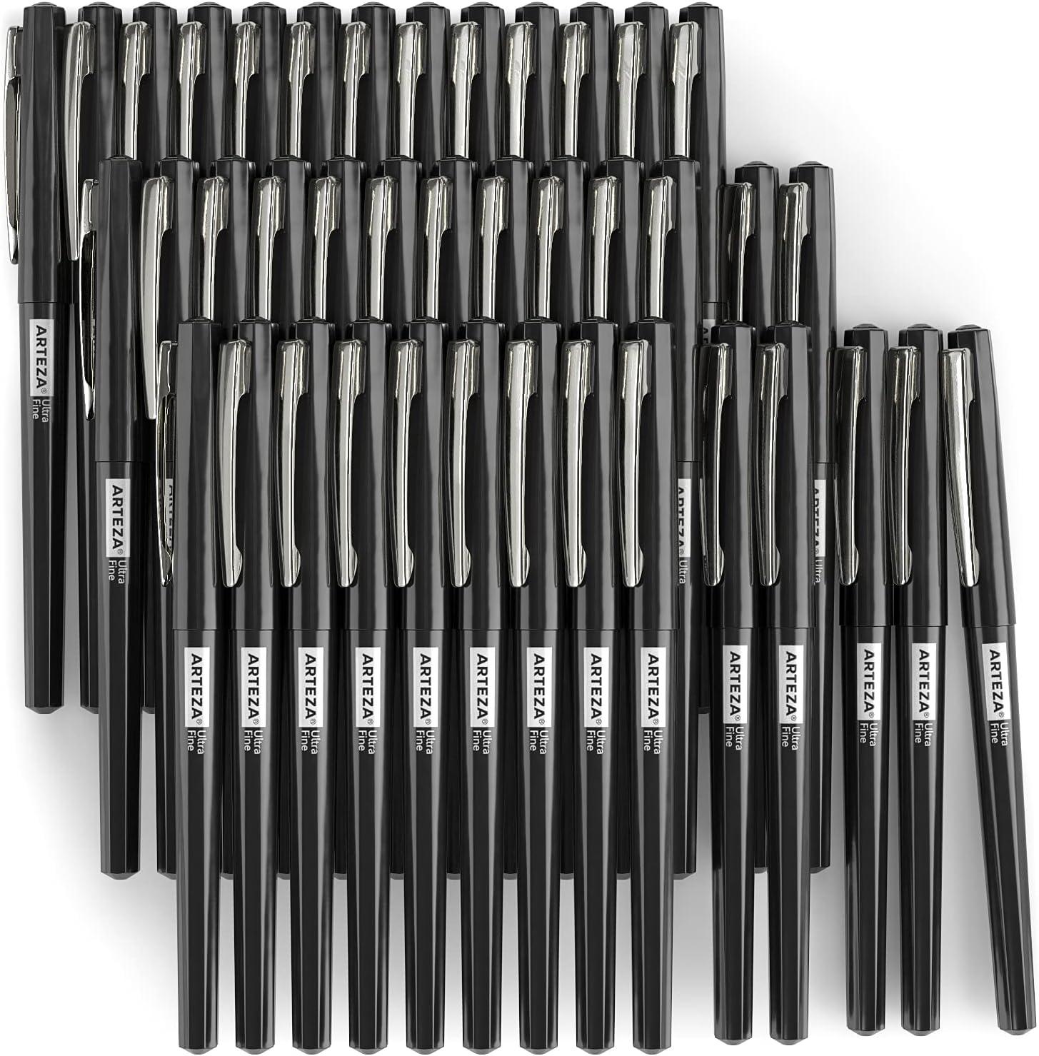 ARTEZA Permanent Markers, 40 Black Pens, Ultra-Fine Tip Paint Pens ...