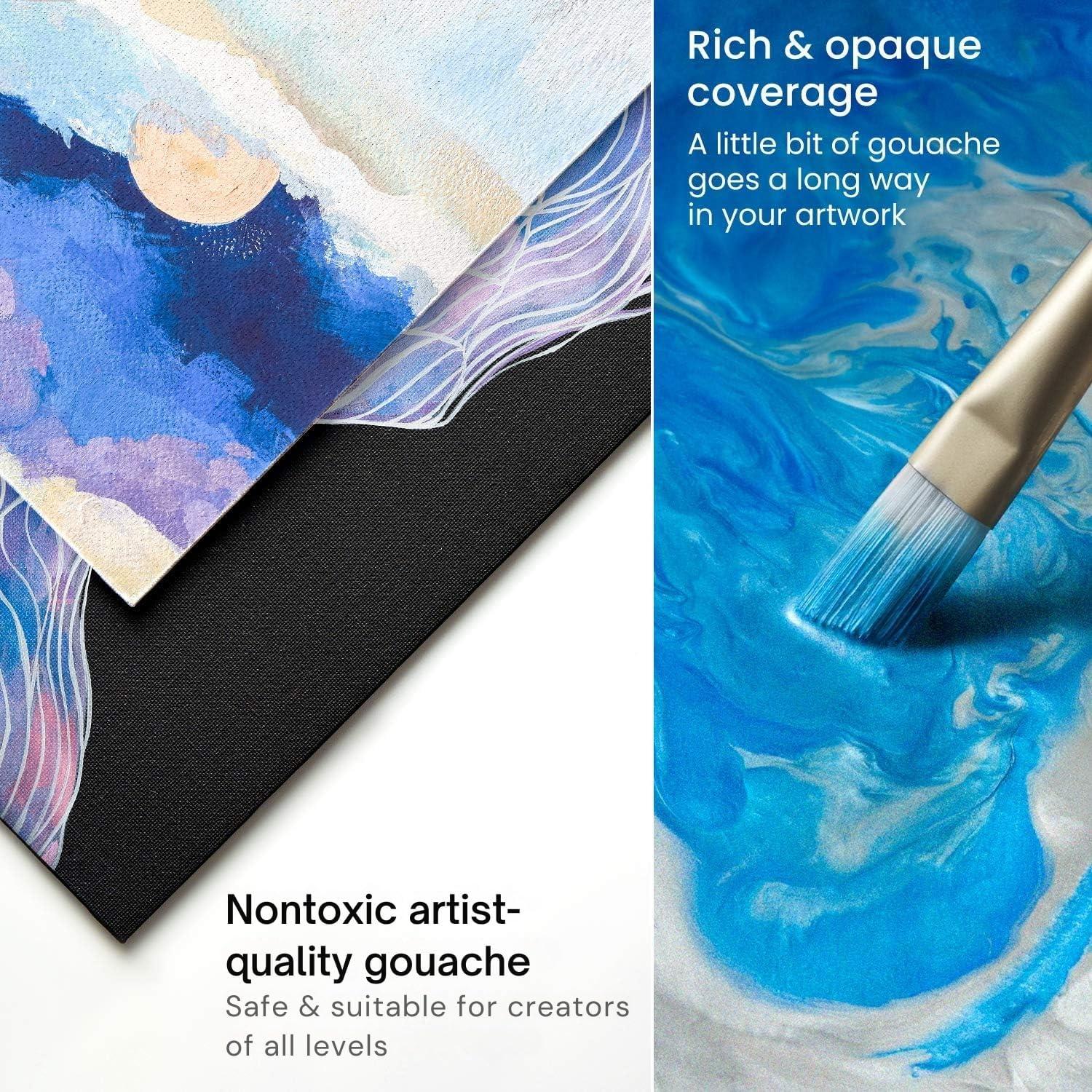 ARTEZA Gouache Paint, Set of 24, 12ml/0.4 US fl oz Gouache Paint Tubes ...