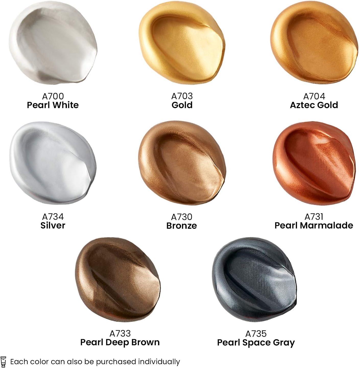 ARTEZA Pastel Acrylic Paint, Set of 8, Metallic Tones, 4.06 fl oz Tubes ...