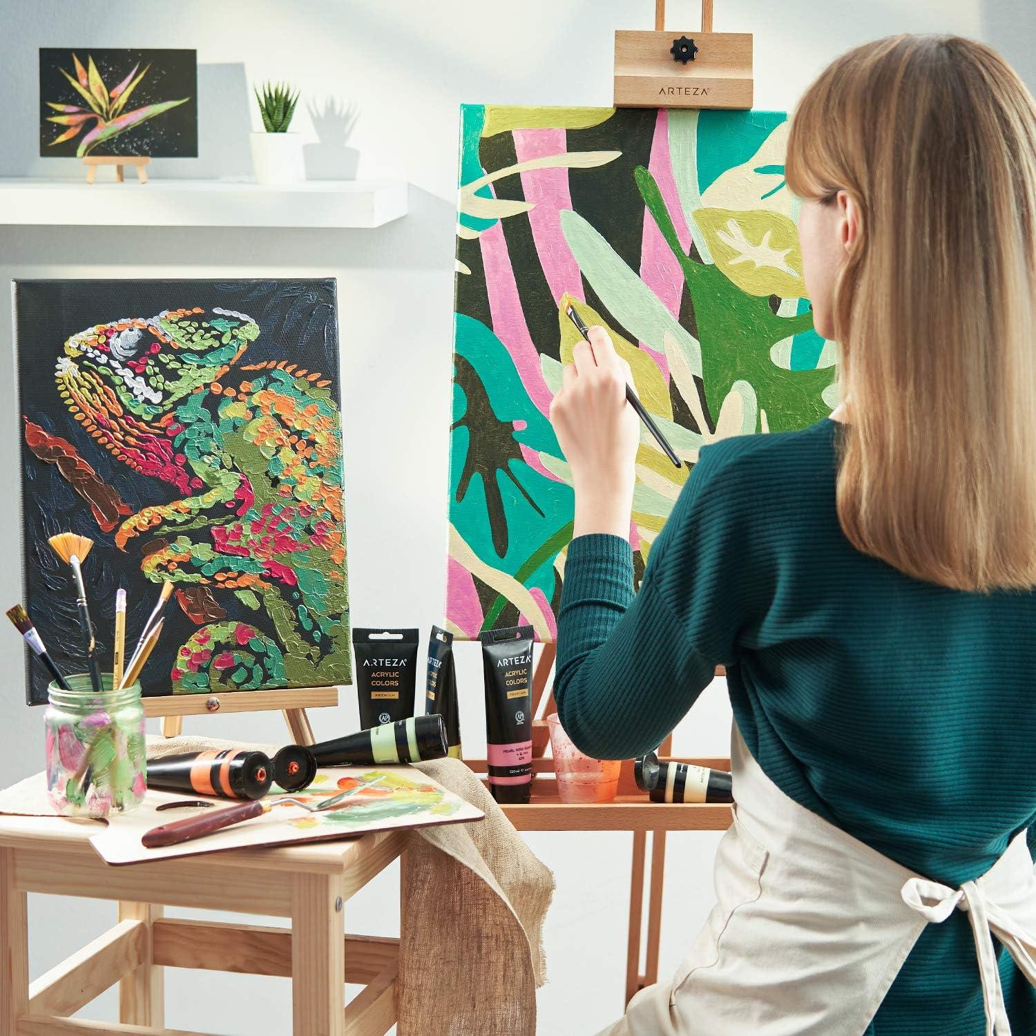 ARTEZA Pastel Acrylic Paint, Set of 8, Metallic Tones, 4.06 fl oz Tubes ...