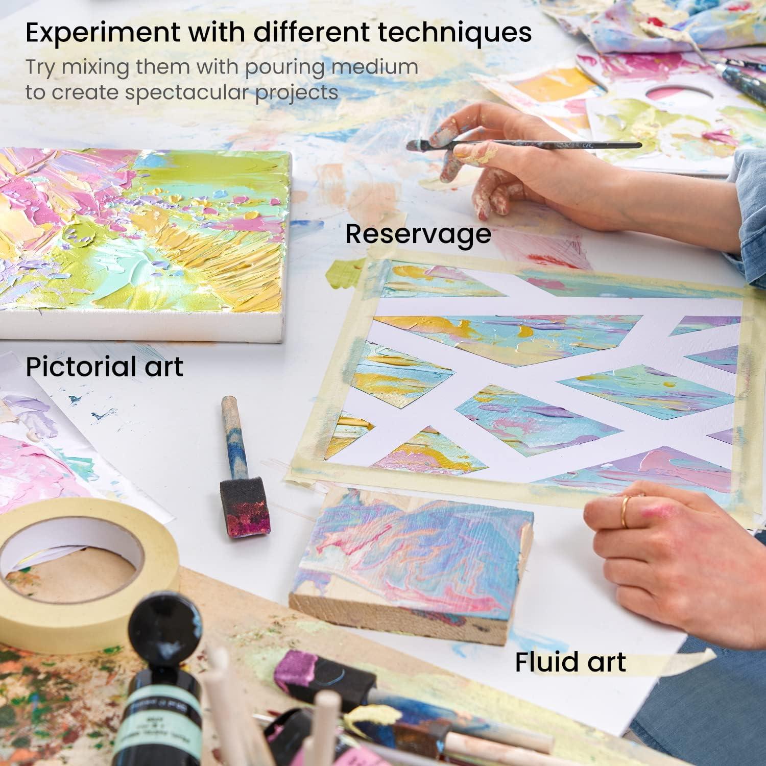 ARTEZA Pastel Acrylic Paint, Set of 8, Metallic Tones, 4.06 fl oz Tubes ...