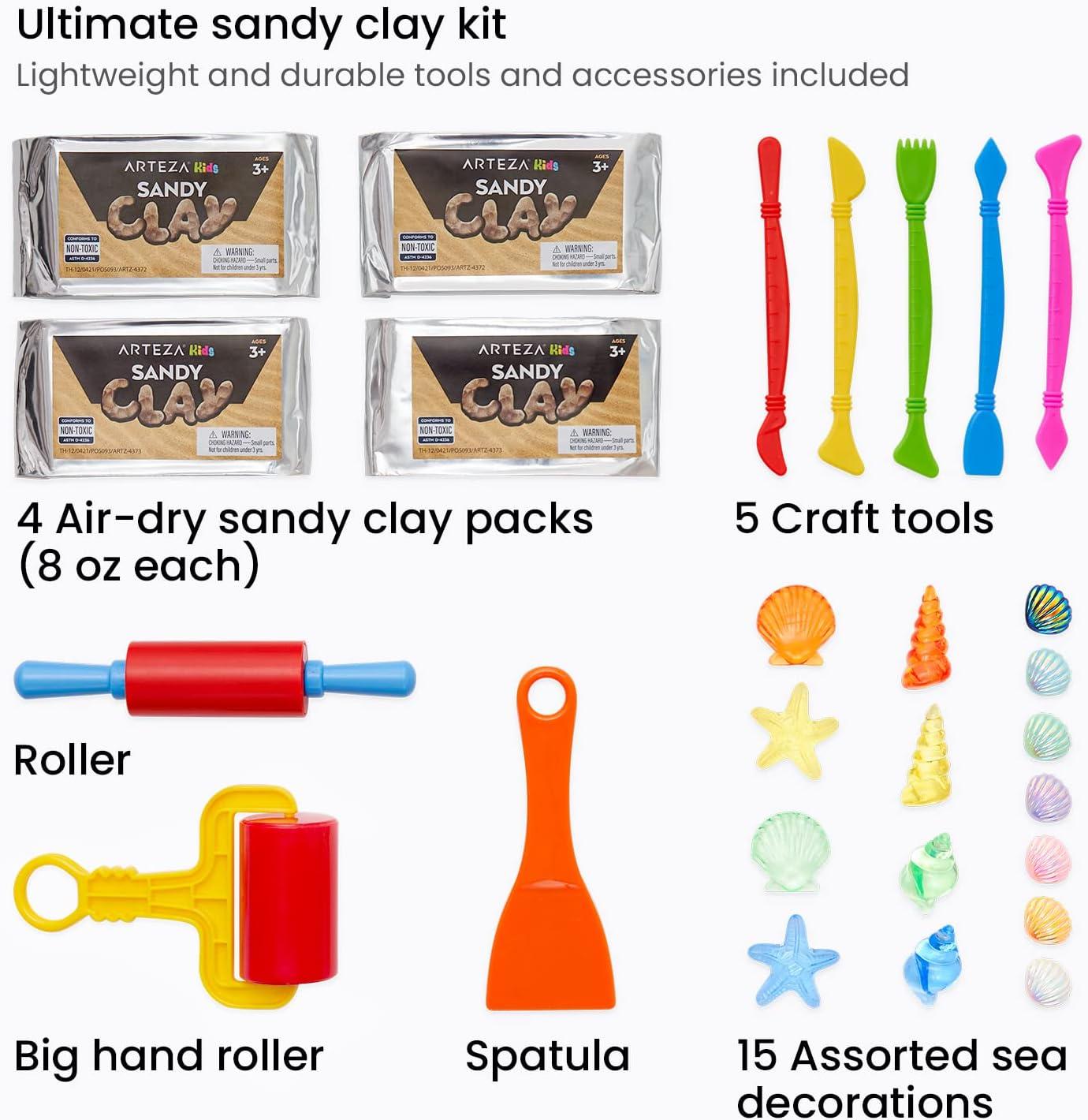 Arteza Kids Air-Dry Modeling Clay Kit, 6 x 8-oz Packs, 12 Sandy Clay ...