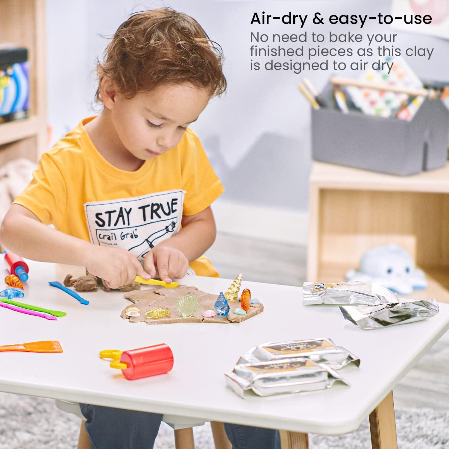 Arteza Kids Air-Dry Modeling Clay Kit, 6 x 8-oz Packs, 12 Sandy Clay ...