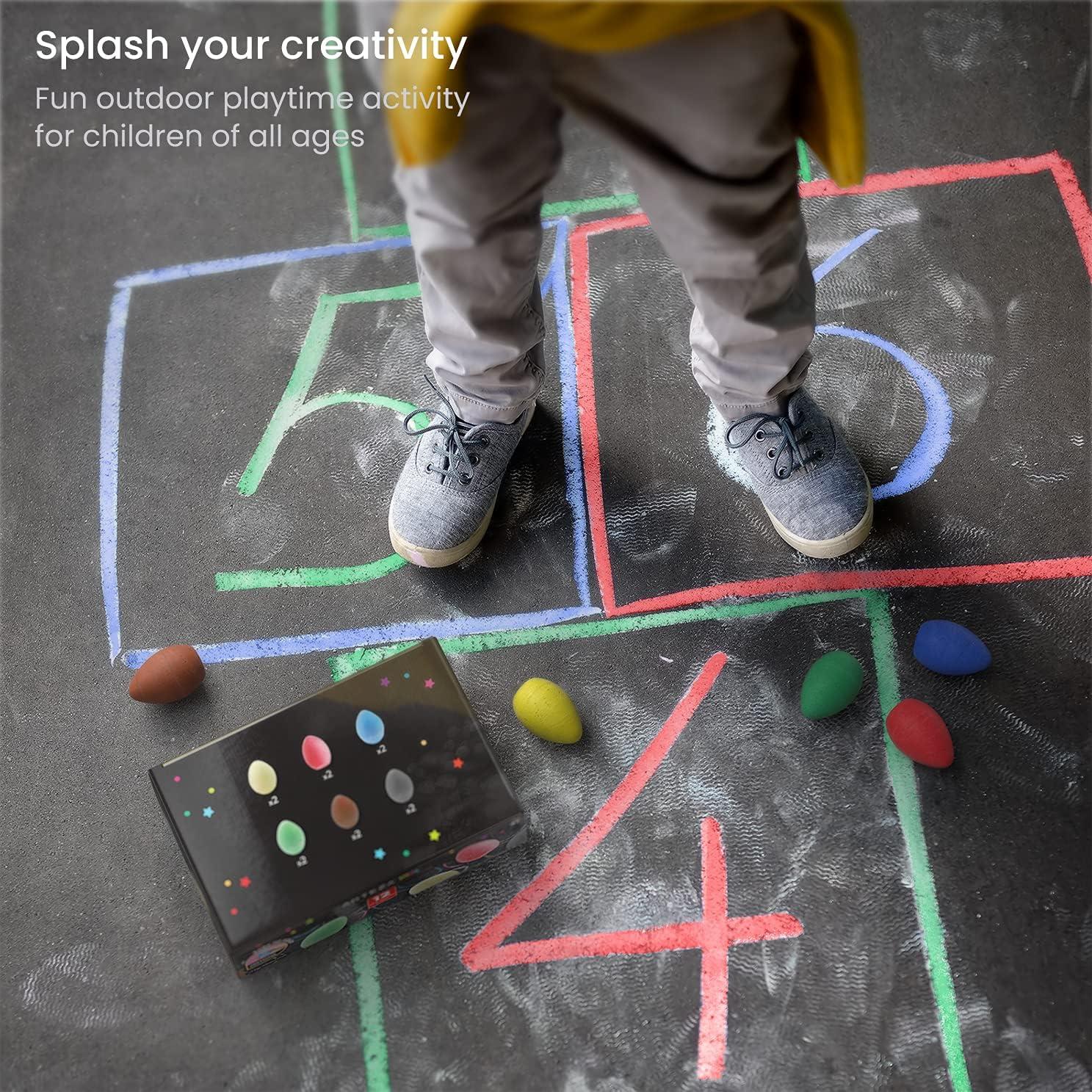 Arteza Kids Sidewalk Chalk and Stencil Set, 32 Pieces, Jumbo, Rocket ...