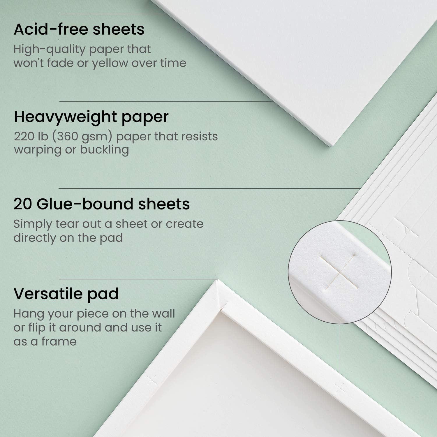 ARTEZA Acrylic Paper Foldable Canvas Pad, 8×11 Inches, 20 Sheets, DIY ...