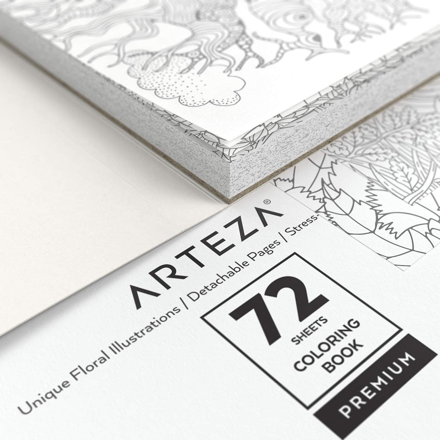 ARTEZA Adult Coloring Book, 4 Seasons Theme, 120 Sheets, 9×9 Inches ...
