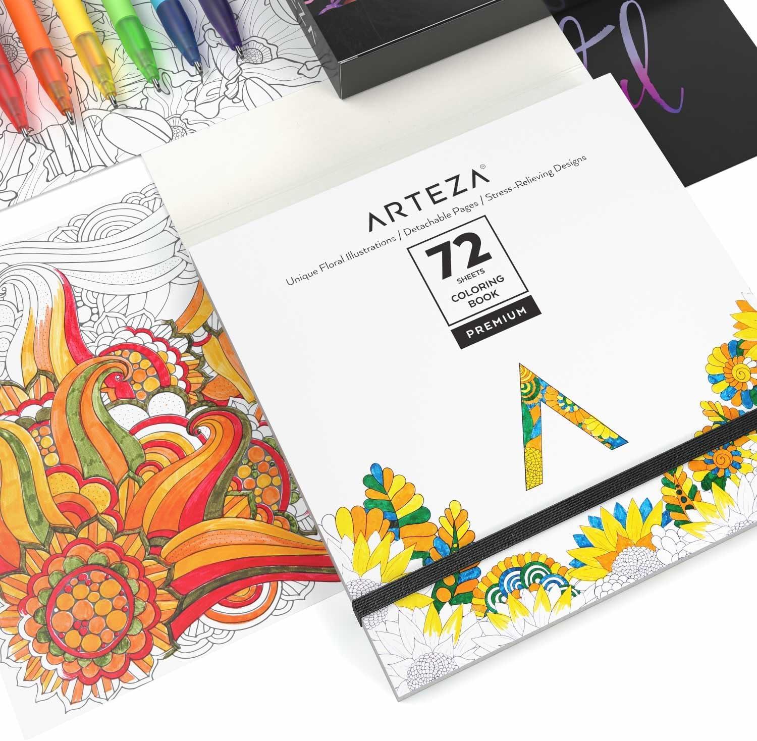 ARTEZA Adult Coloring Book, 4 Seasons Theme, 120 Sheets, 9×9 Inches ...