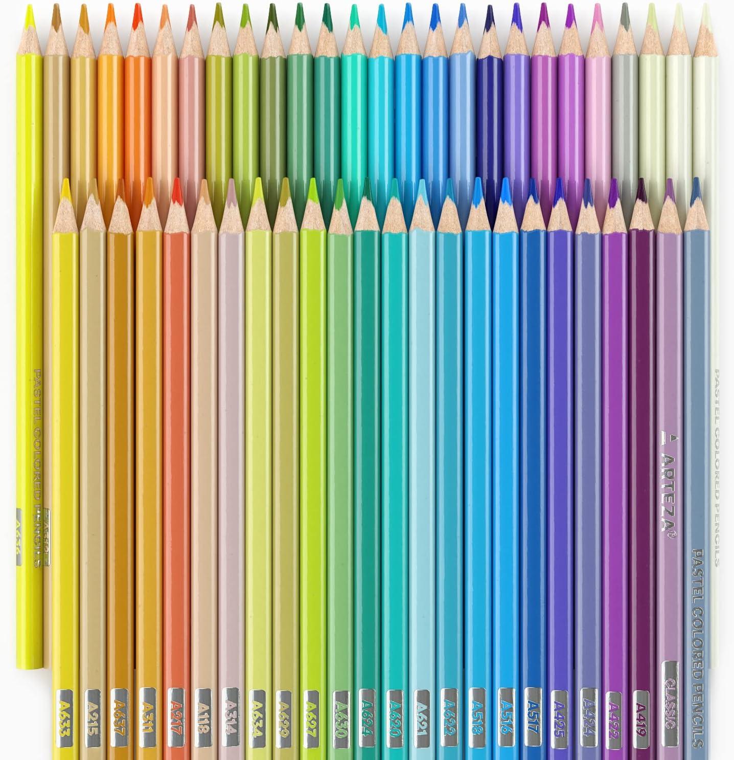 ARTEZA Metallic Colored Pencils, 50 Coloring Pencils, Triangular Grip ...