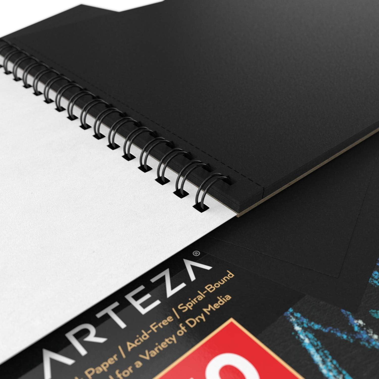 ARTEZA Spiral Sketch Book 9×12 Black Art Paper Drawing Pad 2 Pack 30 ...