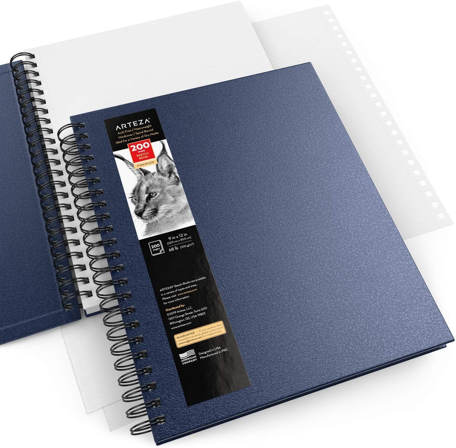 ARTEZA Spiral Sketch Book 9×12 Drawing Pad 2 Pack 100 Sheets Sketch ...