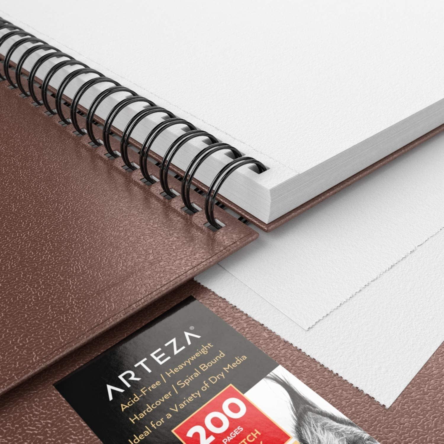 ARTEZA Spiral Sketch Book 9×12 Drawing Pad 2 Pack 100 Sheets Sketch ...