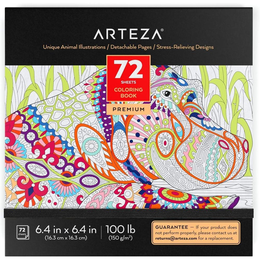 ARTEZA Adult Coloring Book, Mandala Designs, 72 Sheets, 6.4×6.4 Inches ...