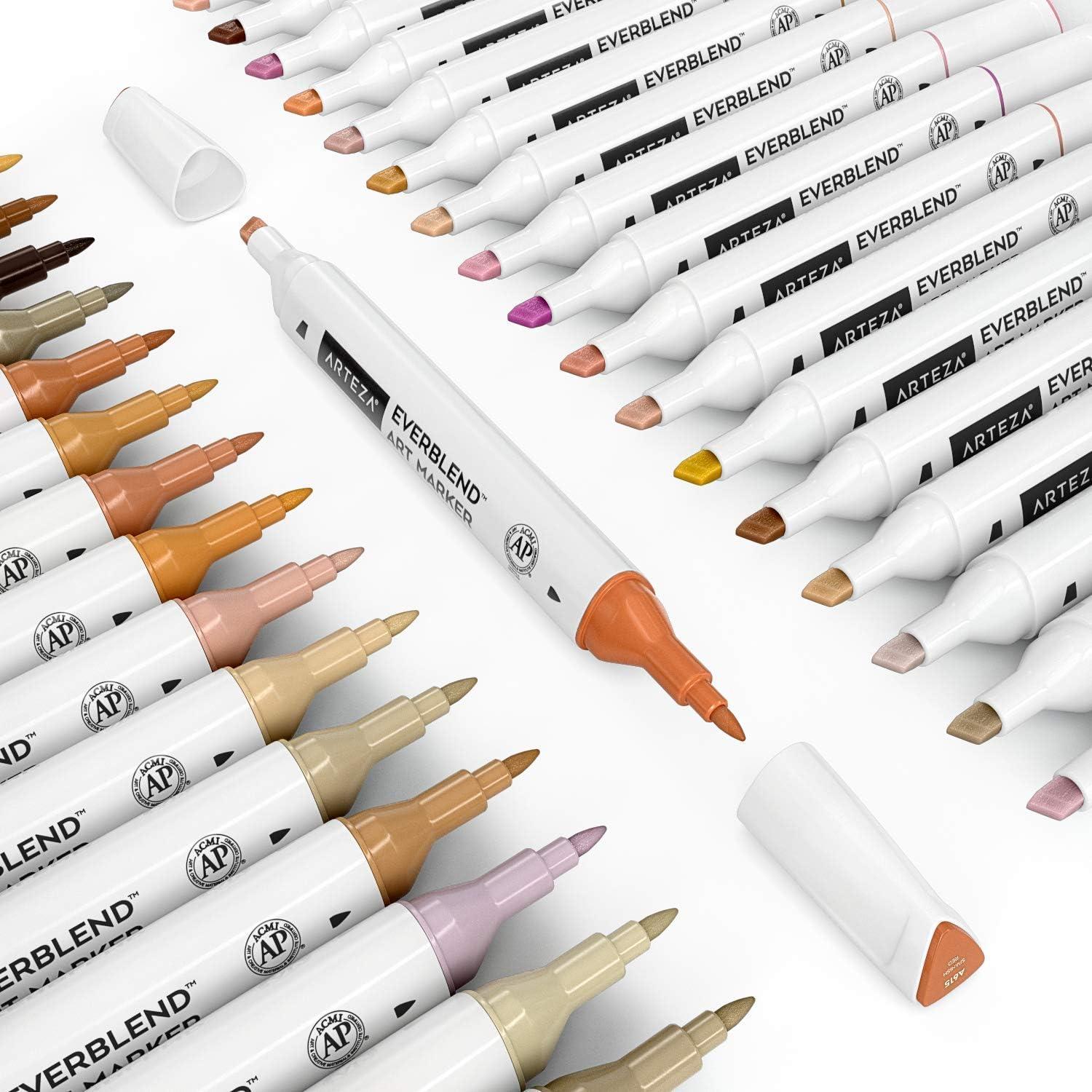 ARTEZA Alcohol Markers – Set of 120 EverBlend Dual Tip Art Markers with ...